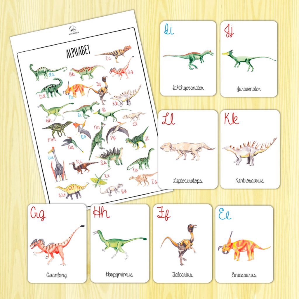 Dinosaur Alphabet Cards - My Little Montessorian